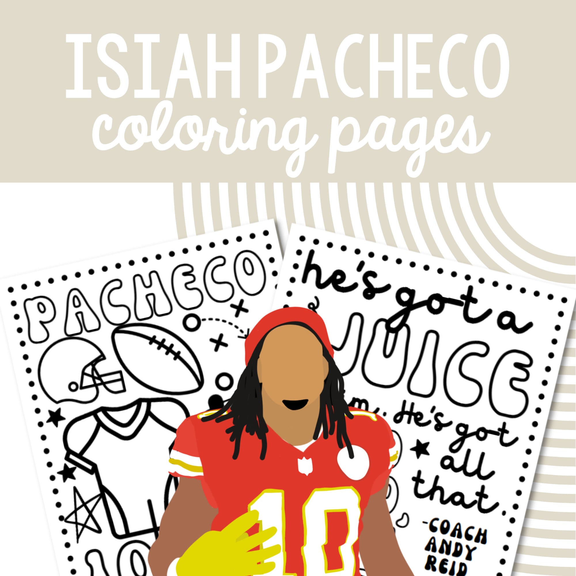 Kansas City Chiefs Coloring Pages {BUNDLE} Mahomes, Kelce, Pacheco - Etsy