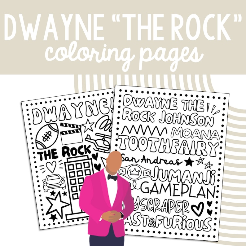 Dwayne "the Rock" Johnson Coloring Pages - Etsy