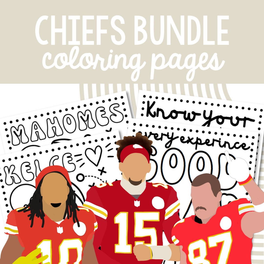 Kansas City Chiefs Coloring Pages {BUNDLE} Mahomes, Kelce, Pacheco - Etsy