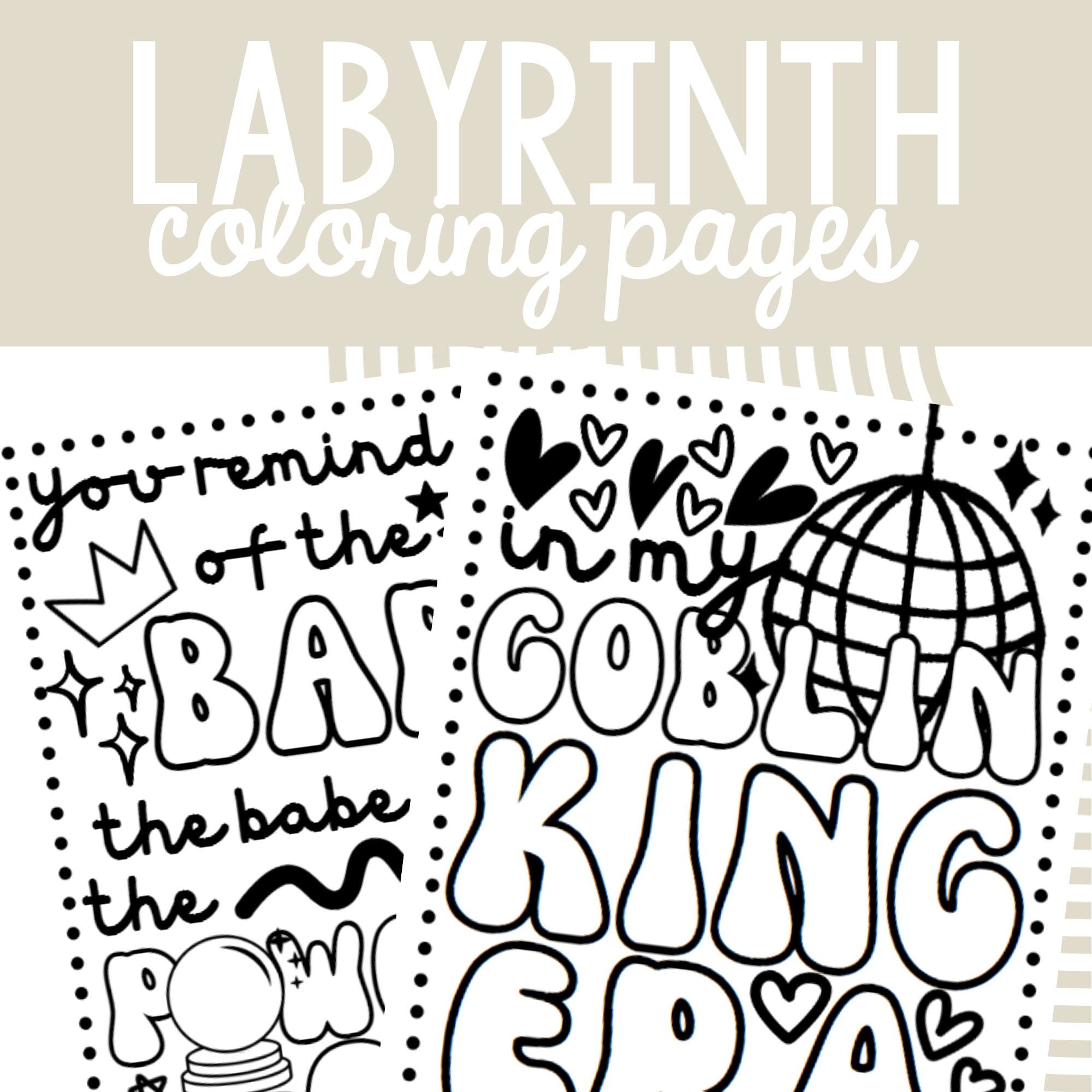 Labyrinth Coloring Pages (goblin King Sarah David Bowie) - Etsy