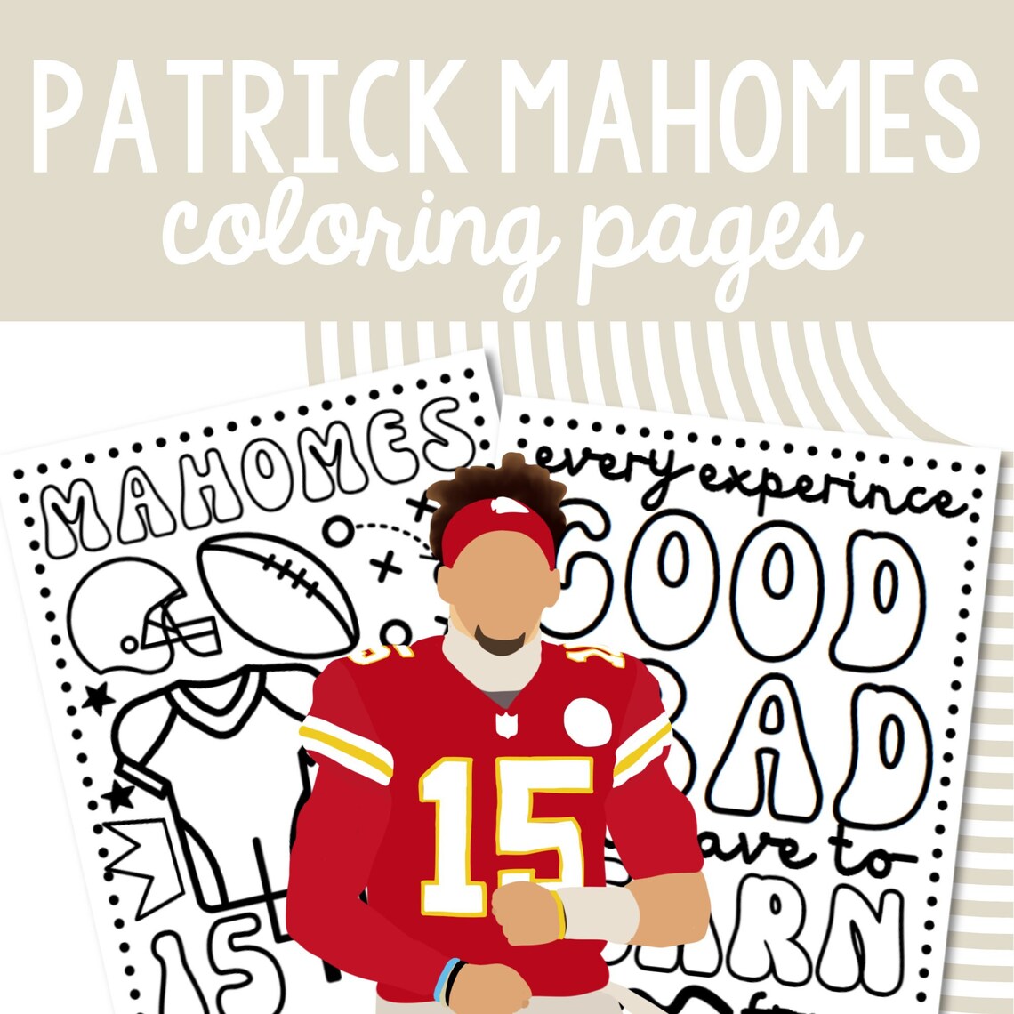Patrick Mahomes Quarterback Kansas City Chiefs Coloring Pages - Etsy