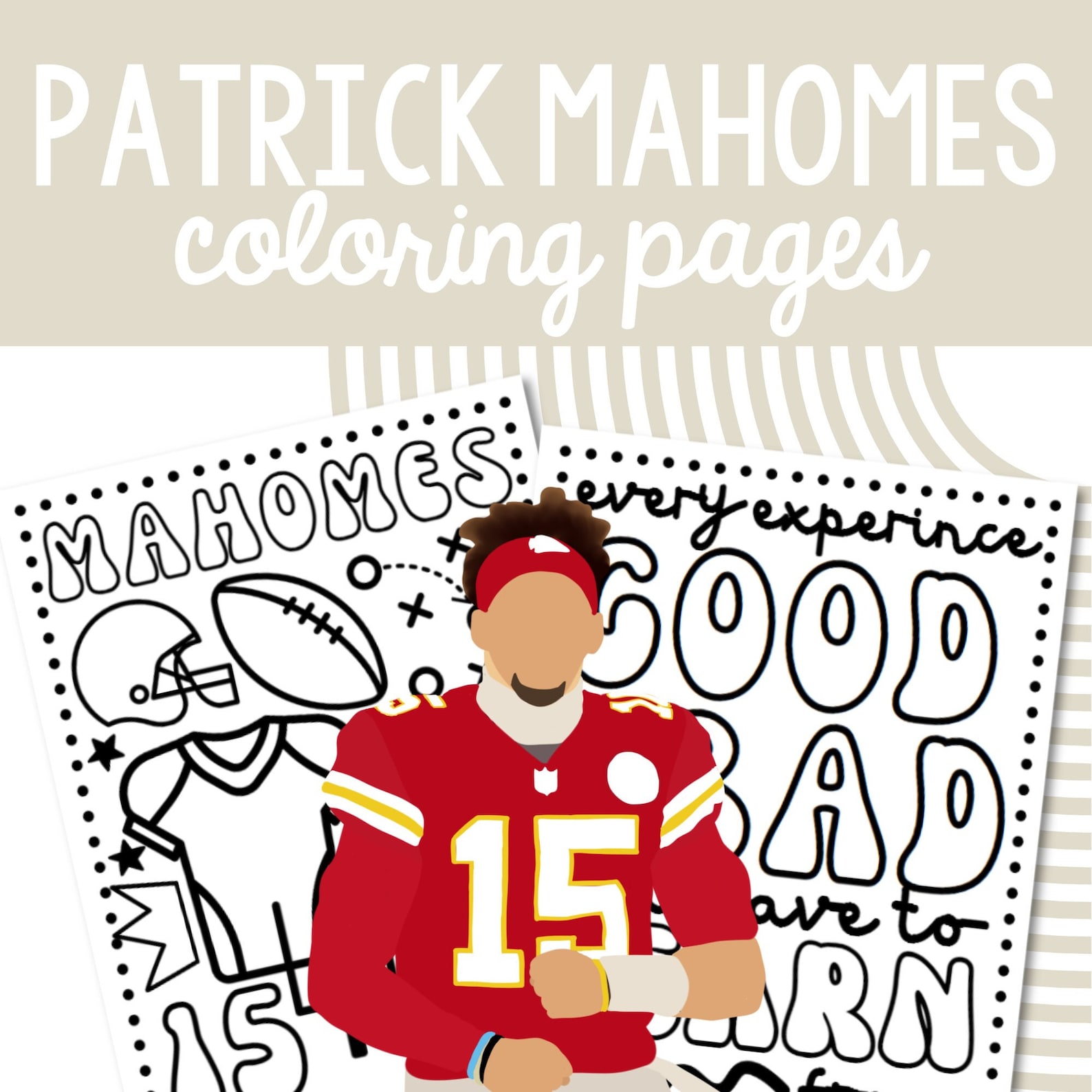 Patrick Mahomes Quarterback Kansas City Chiefs Coloring Pages - Etsy