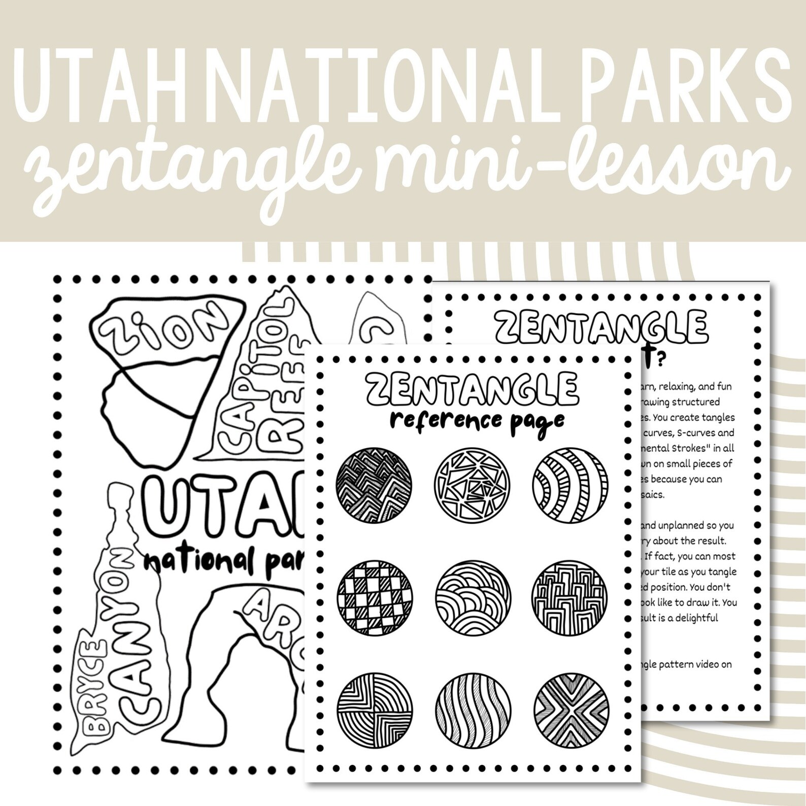 Utah National Parks Zentangle & Coloring Pages - Etsy