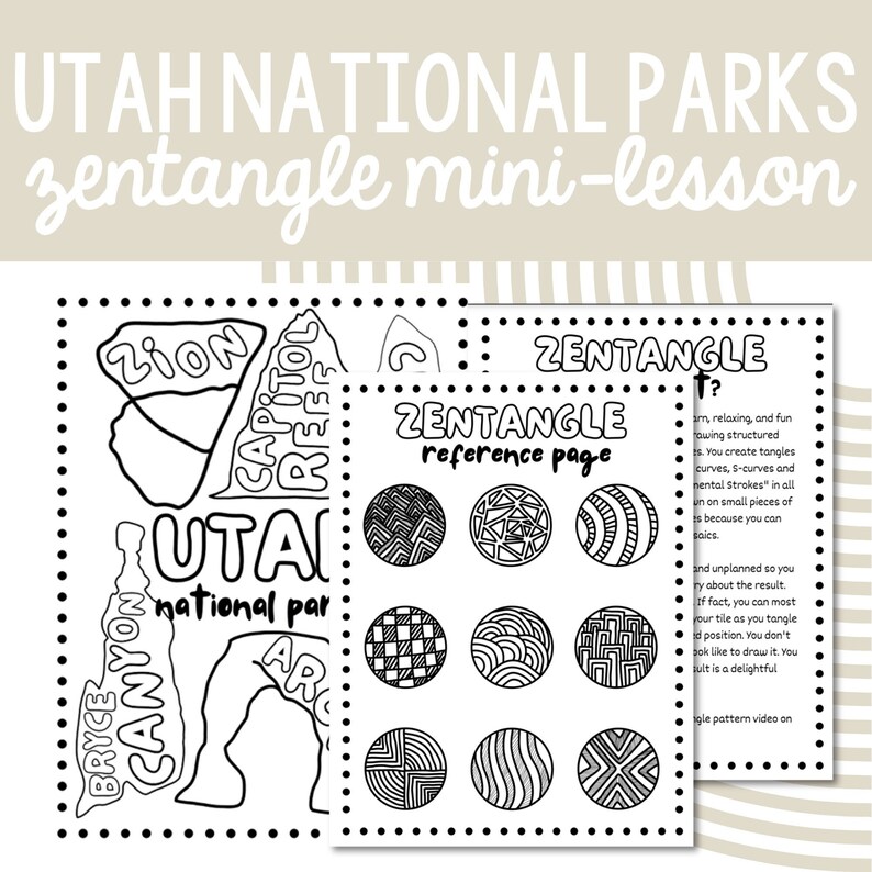 Utah National Parks Zentangle & Coloring Pages - Etsy