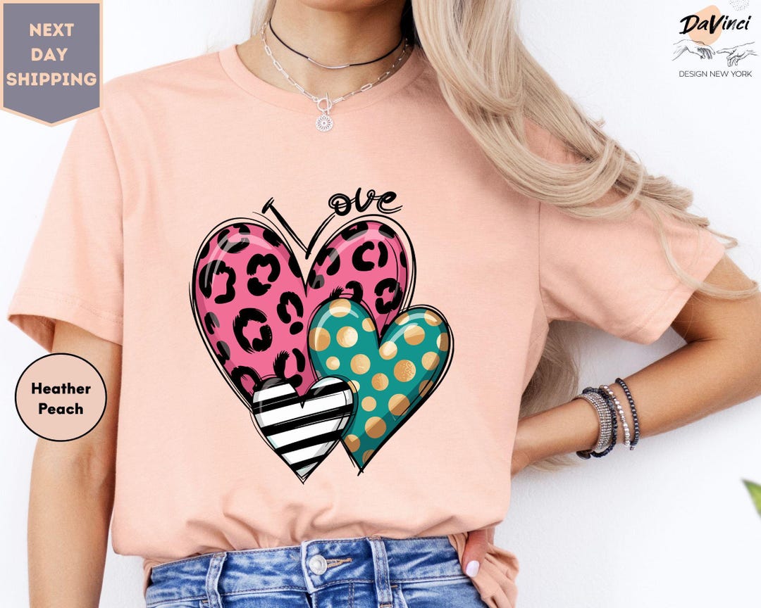 Leopard Print Shirt, Heart Valentine Shirt, Love Shirt, Leopard Heart ...