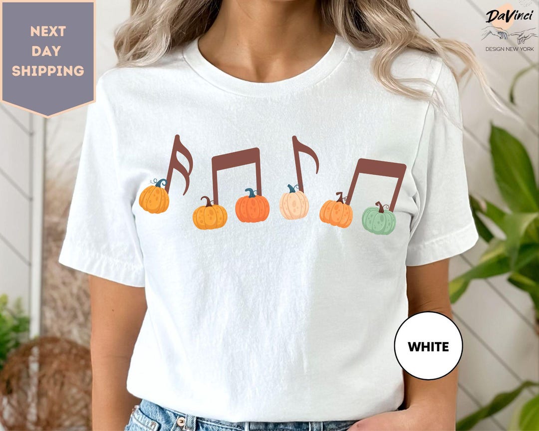 Pumpkin Music Note Shirt, Fall Music Teacher Shirt, Halloween Music ...