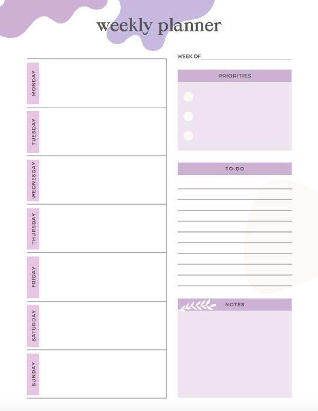 Organize & Thrive: Weekly Printable Planner for Wellness and ...