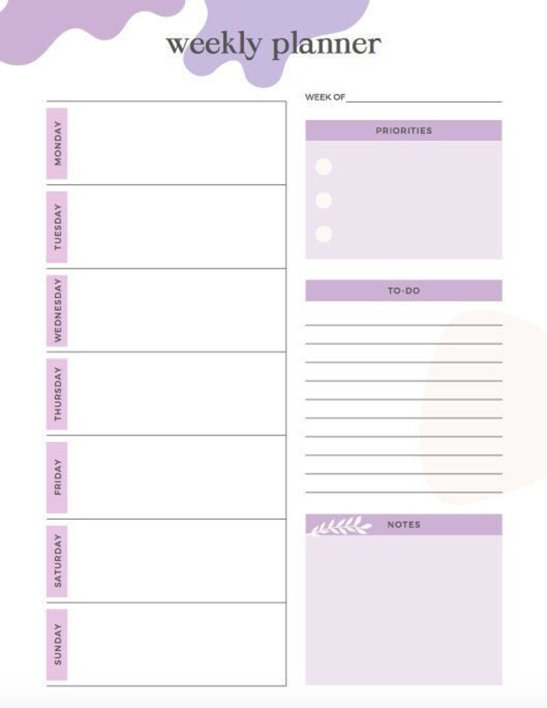 Organize & Thrive: Weekly Printable Planner for Wellness and ...