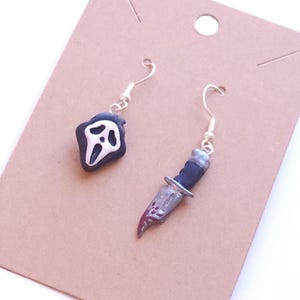 Scream Ghostface and Knife Earrings - Halloween Movie Jewelry - Made to ...