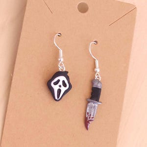 Scream Ghostface and Knife Earrings - Halloween Movie Jewelry - Made to ...