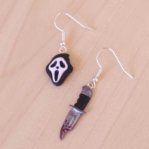 Scream Ghostface and Knife Earrings - Halloween Movie Jewelry - Made to ...