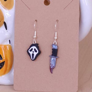 Scream Ghostface and Knife Earrings - Halloween Movie Jewelry - Made to ...