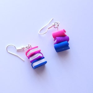 Stack of Books Earrings - Subtle Bisexual Pride Book Earrings - Made to Order - Etsy