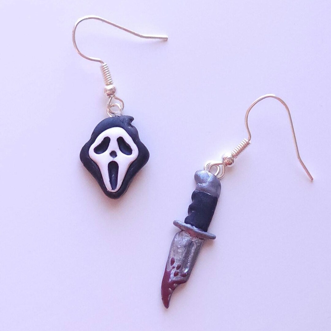 Scream Ghostface and Knife Earrings Halloween Movie Jewelry Made to ...