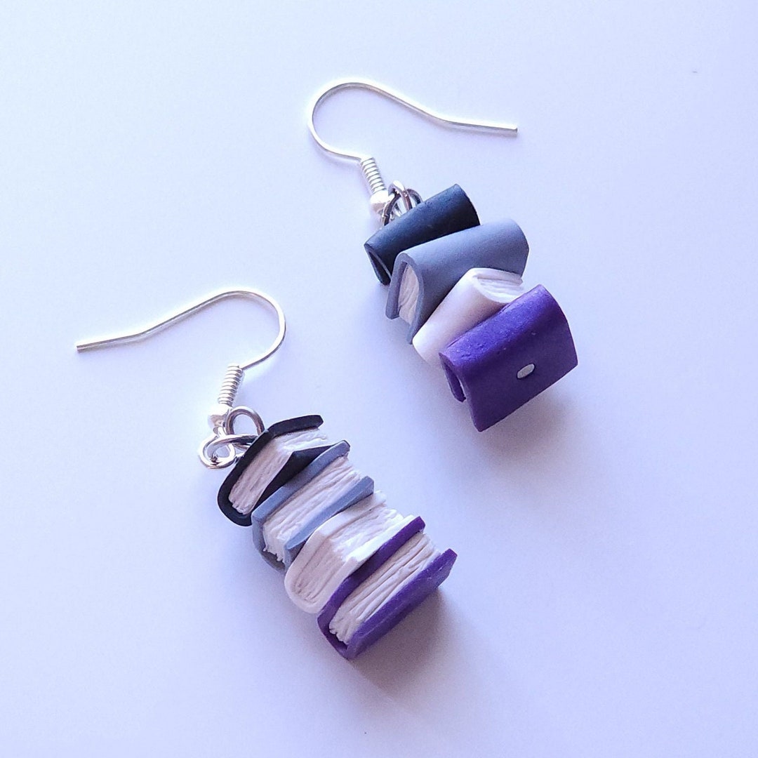 Stack of Books Earrings - Subtle Asexual Pride Book Earrings - Made to ...