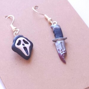 Scream Ghostface and Knife Earrings - Halloween Movie Jewelry - Made to ...