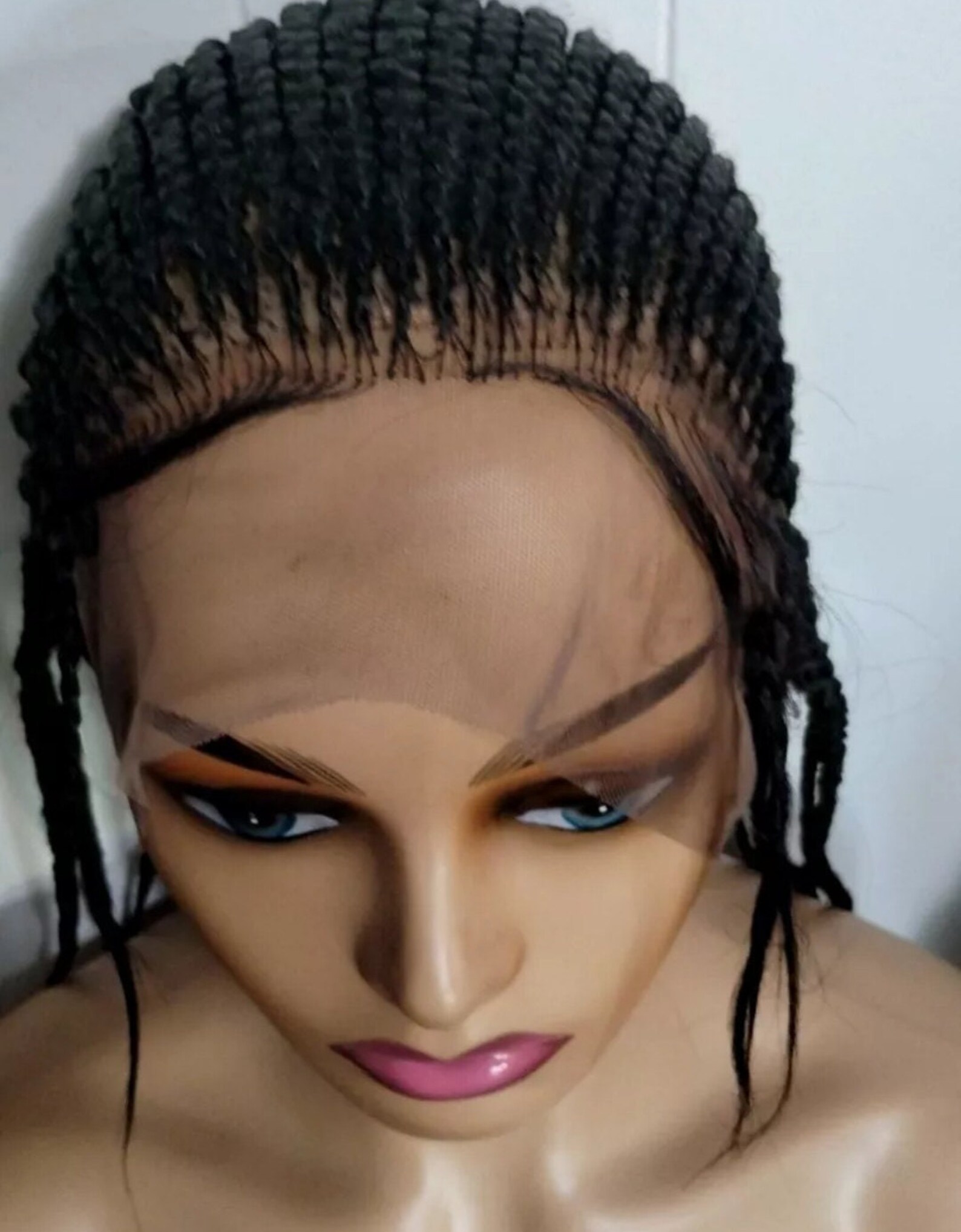 360 Full Lace All Back Black Wig Shoulder Length Medium Size Cap With ...