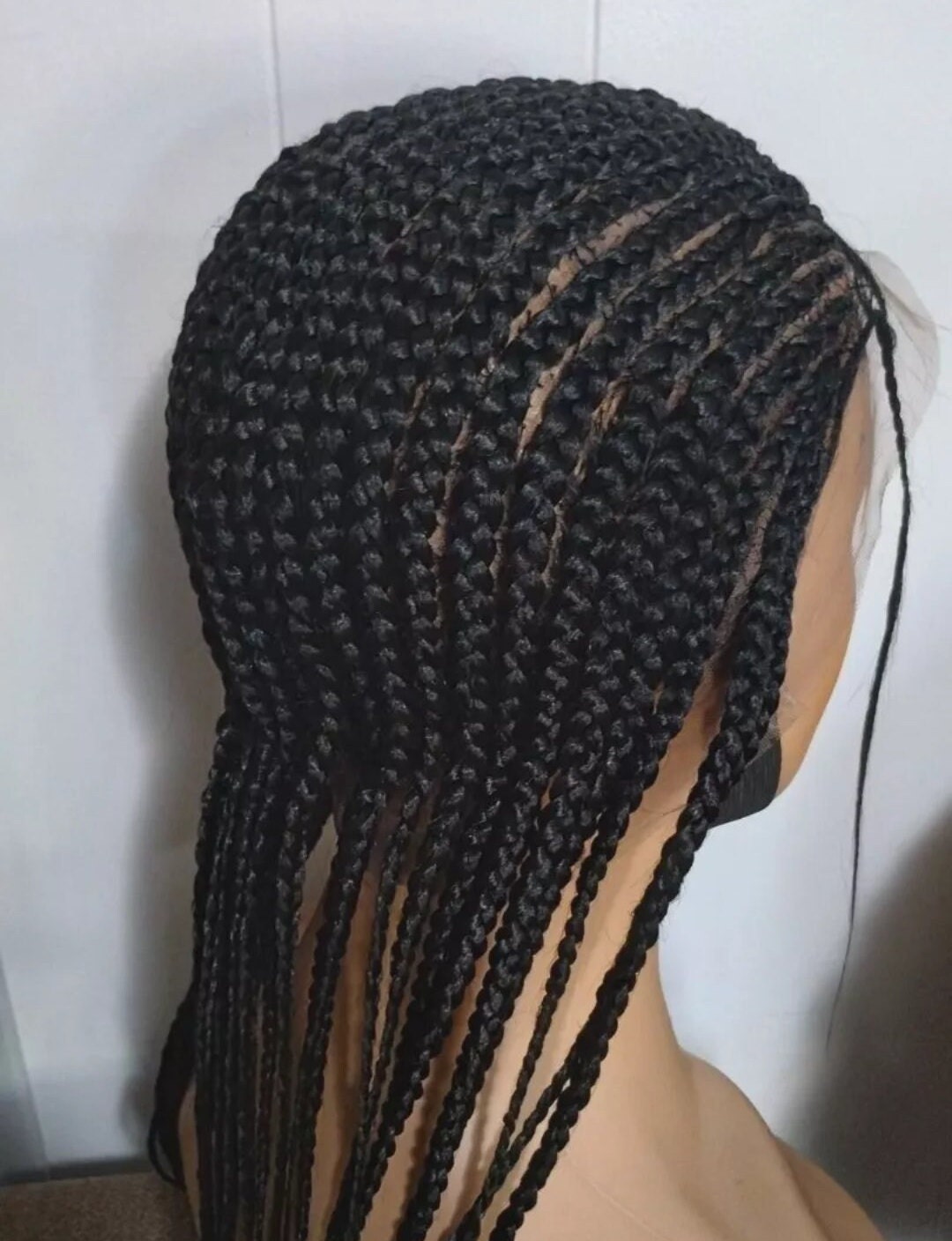 360 Full Lace All Back Black Wig Shoulder Length Medium Size Cap With ...