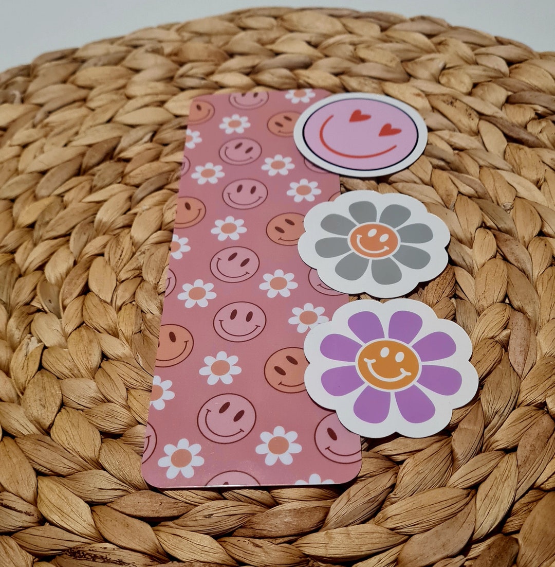 Retro Smiley Face Bookmark Sticker Bundle Gift Page Saver - Etsy