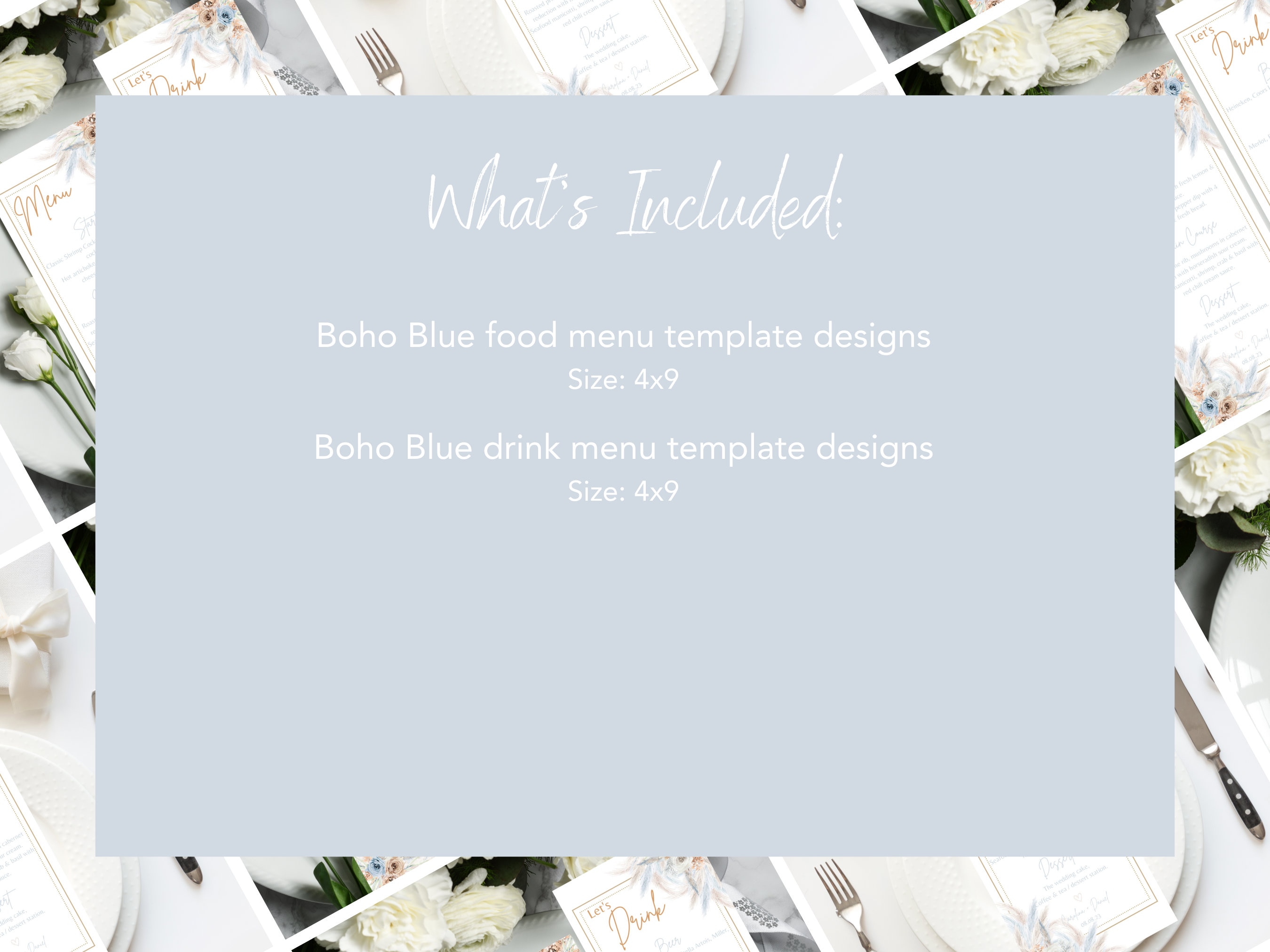 Boho Blue Editable Menu Template Editable Drink Menu Wedding - Etsy