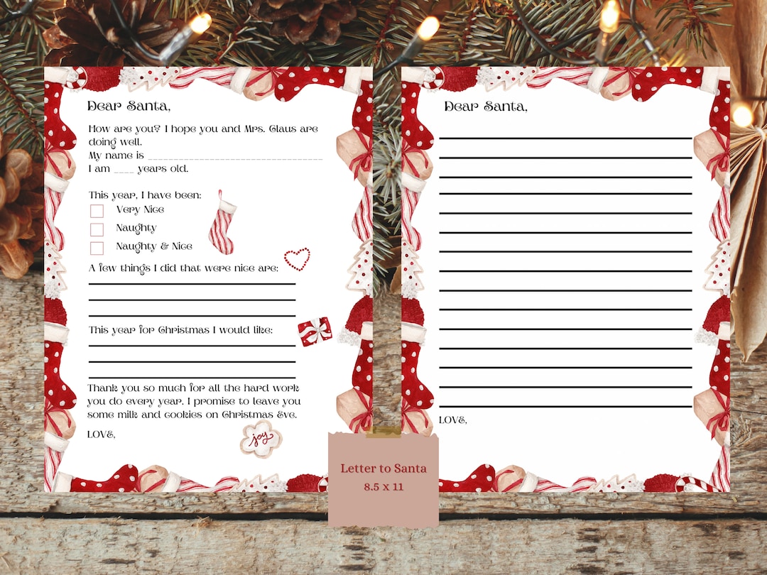 Letter to Santa Template, Dear Santa Printable Letter, Christmas Wish ...
