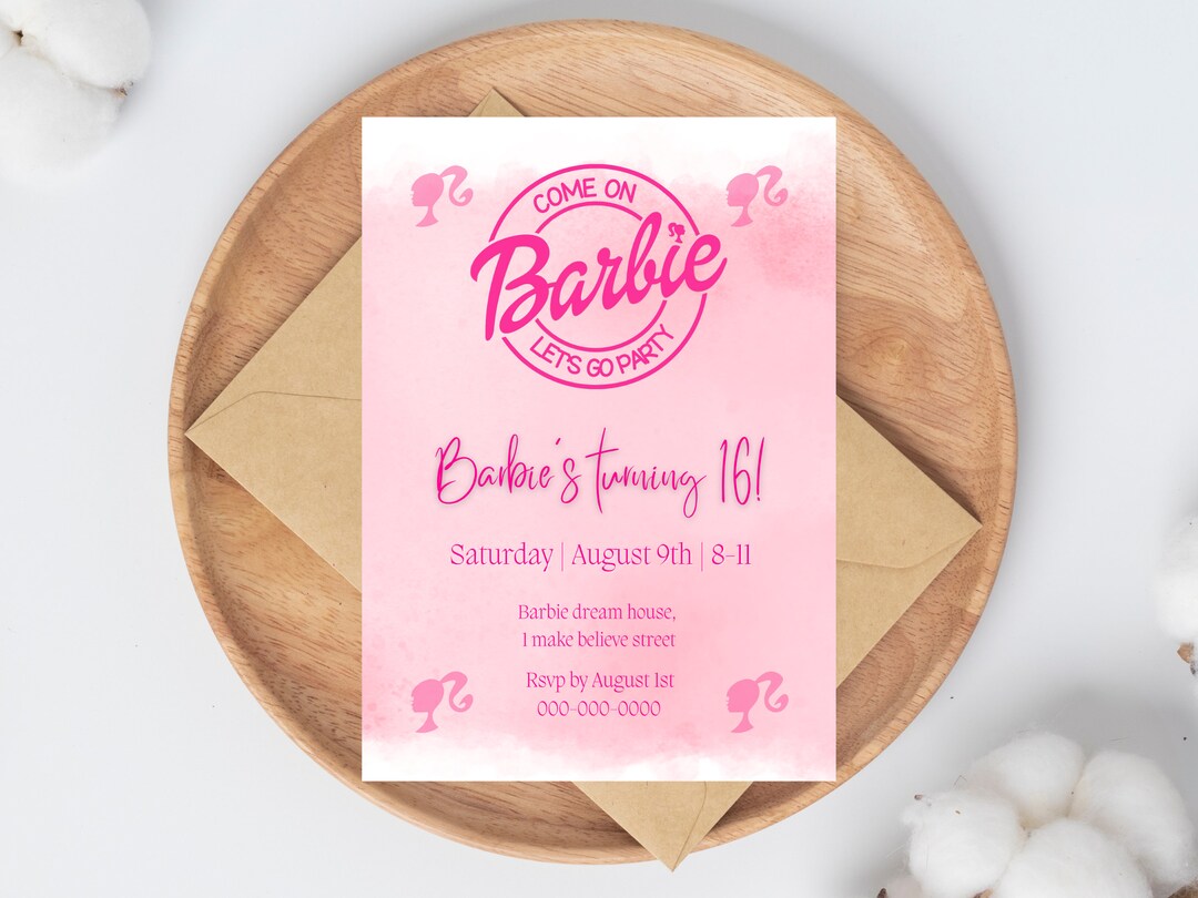 Barbie Invitation Barbie Template Invitation Pink Barbie - Etsy