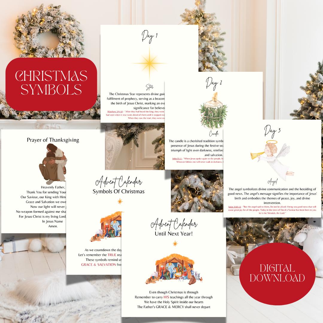 Christmas Symbols Advent Calendar: Scripture Cards (printable PDF) - Etsy