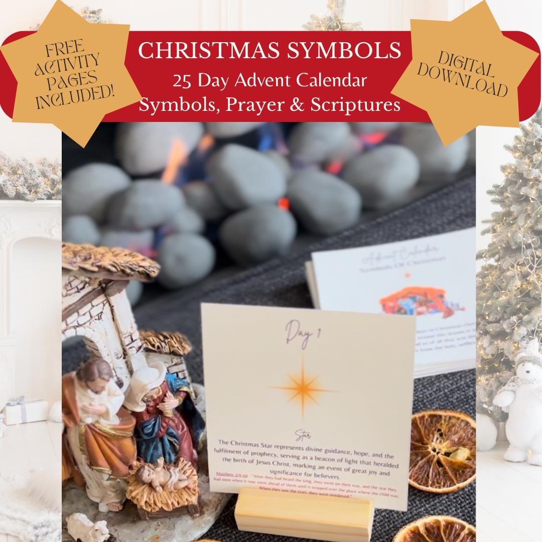 Christmas Symbols Advent Calendar, Scripture Cards, Advent Cards ...