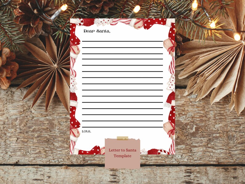 Letter to Santa Template, Dear Santa Printable Letter, Christmas Wish ...