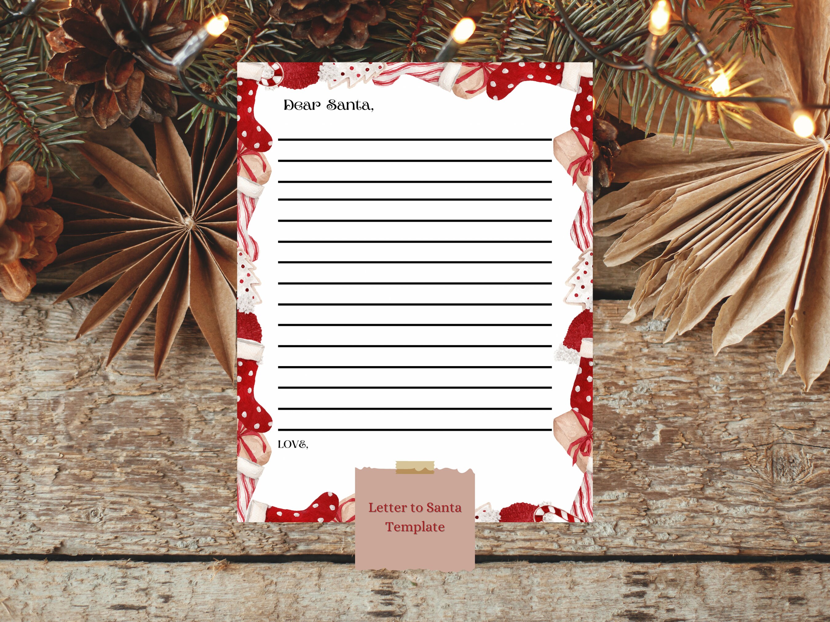 Letter to Santa Template, Dear Santa Printable Letter, Christmas Wish ...