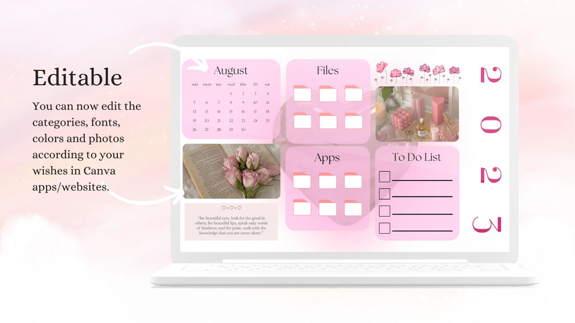 Aesthetic Desktop Organizer | Pink Minimalist - Etsy