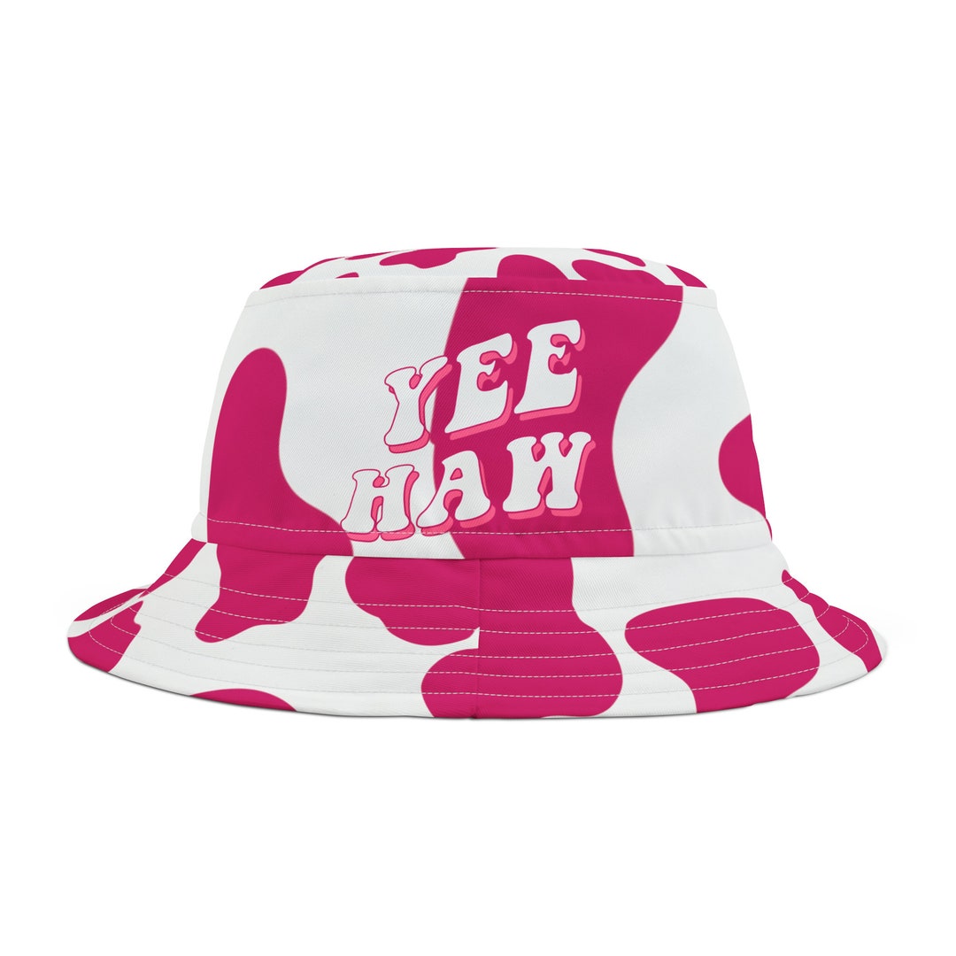 Cow Print Pink YEE HAW Bucket Hat AOP - Etsy