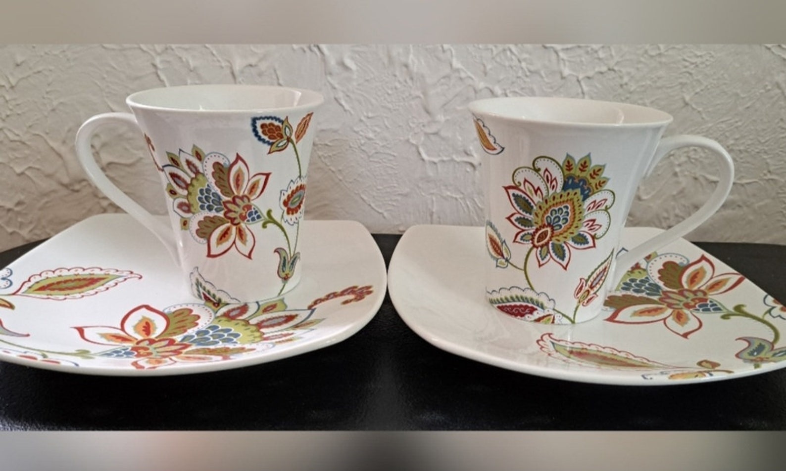 222 Fifth Jacobean Trail Mug and Salad/dessert Plate, Set of 2 - Etsy