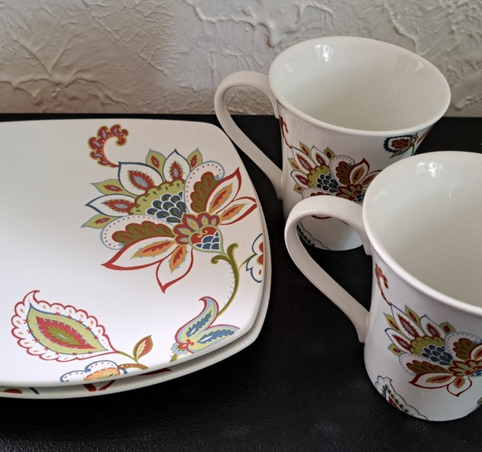 222 Fifth Jacobean Trail Mug and Salad/dessert Plate, Set of 2 - Etsy