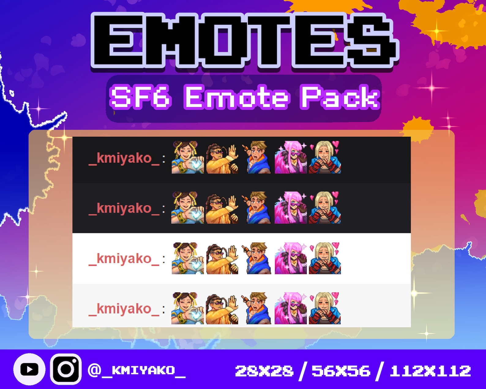 Street Fighter 6 Pixel Emote Set for Twitch/youtube/discord | Chun Li ...