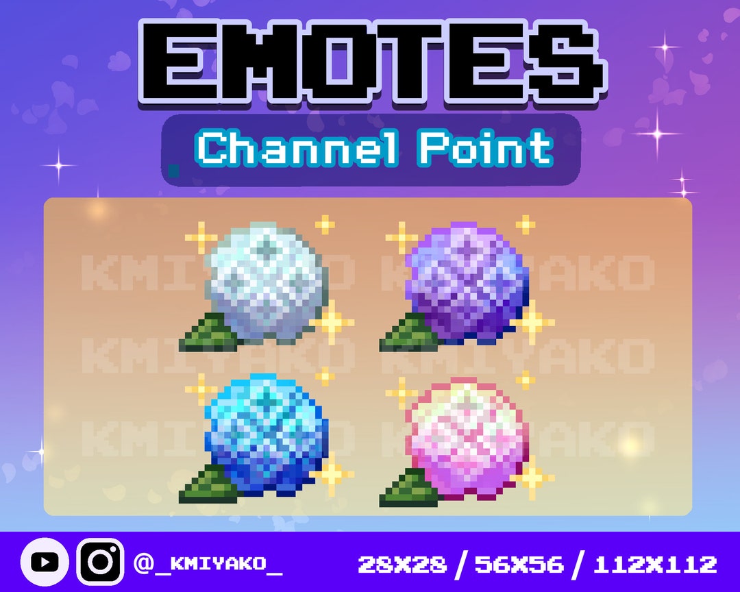 Pixel Hydrangea Flower Emotes/channel Point Icons for Twitch, Youtube ...