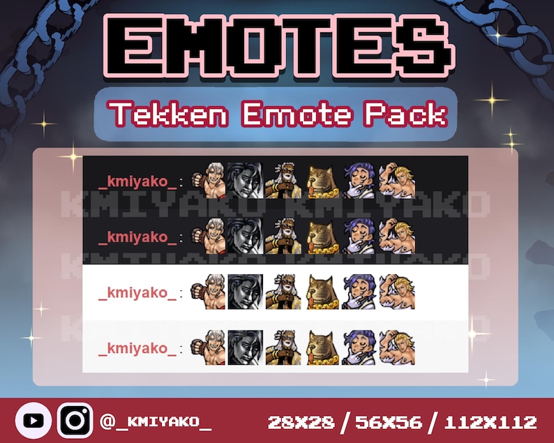 Tekken 8 Pixel Emote Set for Twitch/youtube/discord | Bryan/dragunov ...