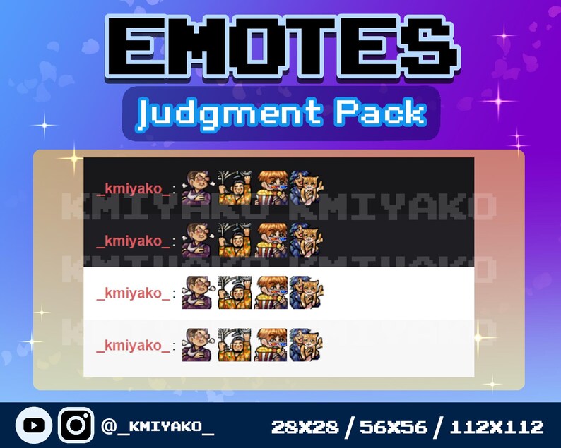Judgment Pixel Emote Set for Twitch/youtube/discord | Yagami/kaito ...