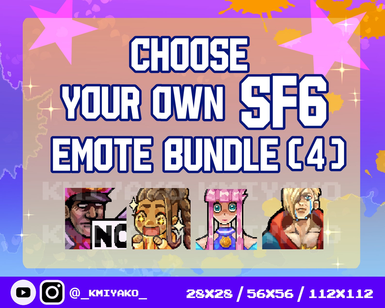 Choose Your Own SF6 Pixel Emote Bundle (pack of 4) for Twitch/youtube ...