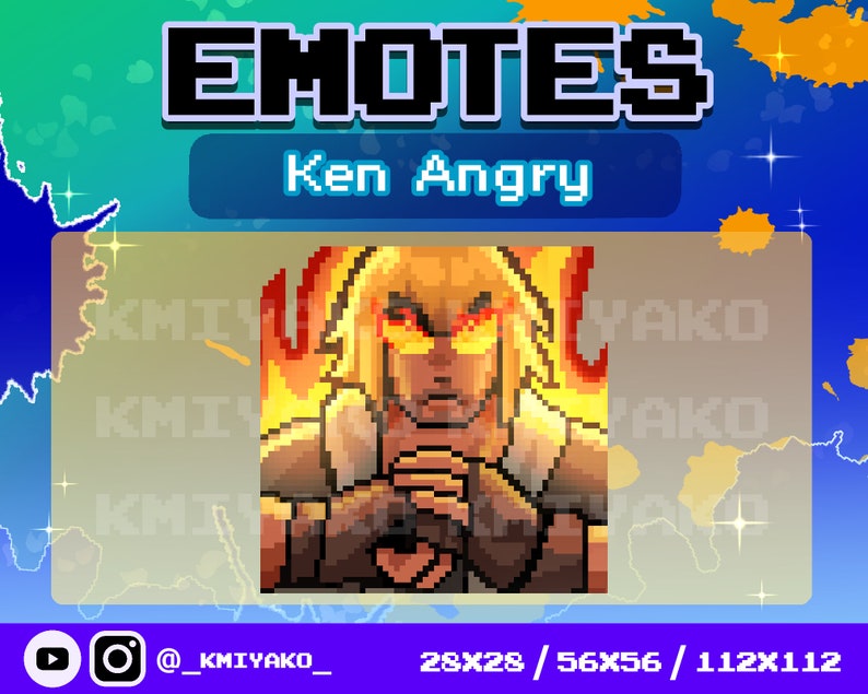 Street Fighter 6 Ken Angry Pixel Emote for Twitch/youtube/discord ...
