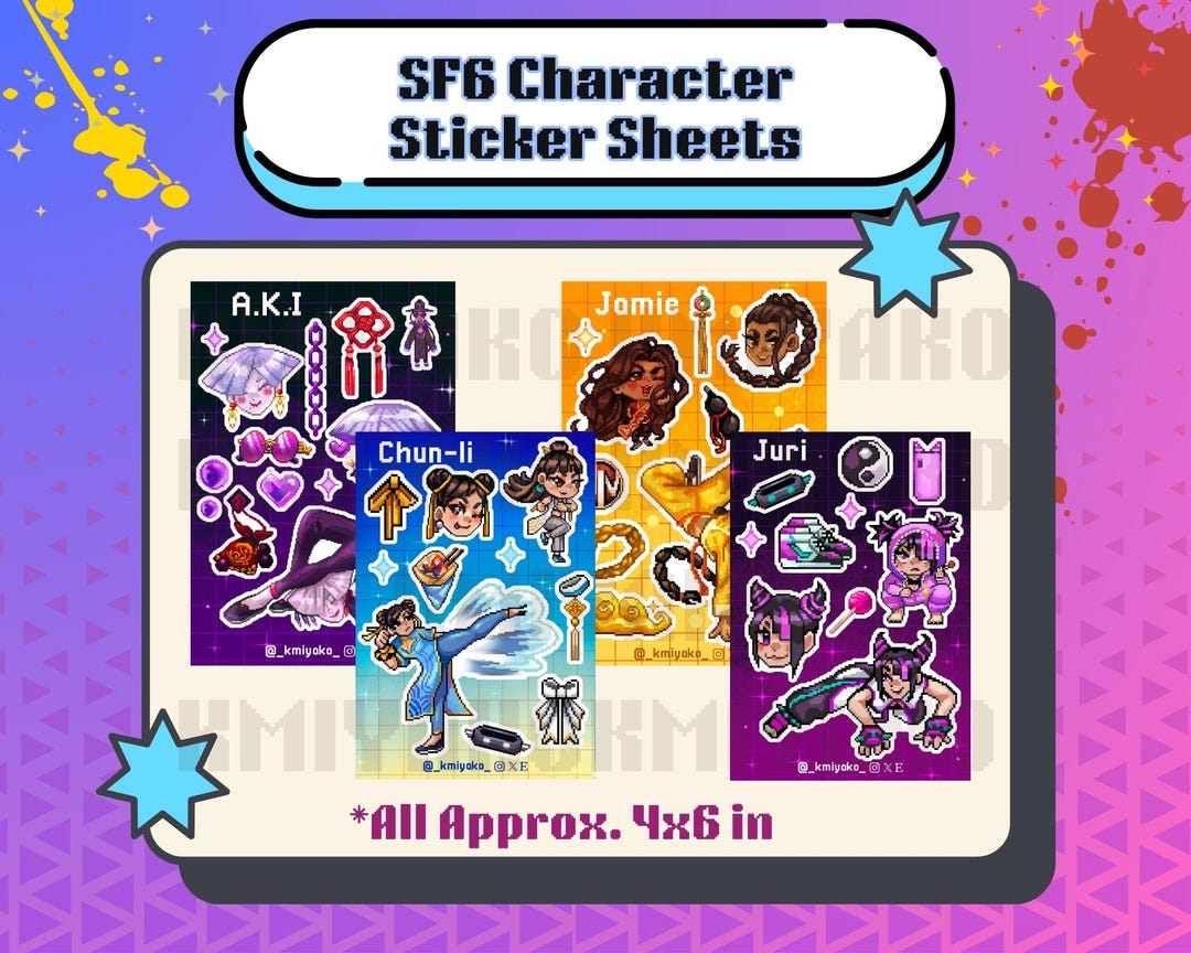 SF6 Pixel Sticker Sheets || Pixel Art Vinyl Stickers/sticker Sheet - Etsy