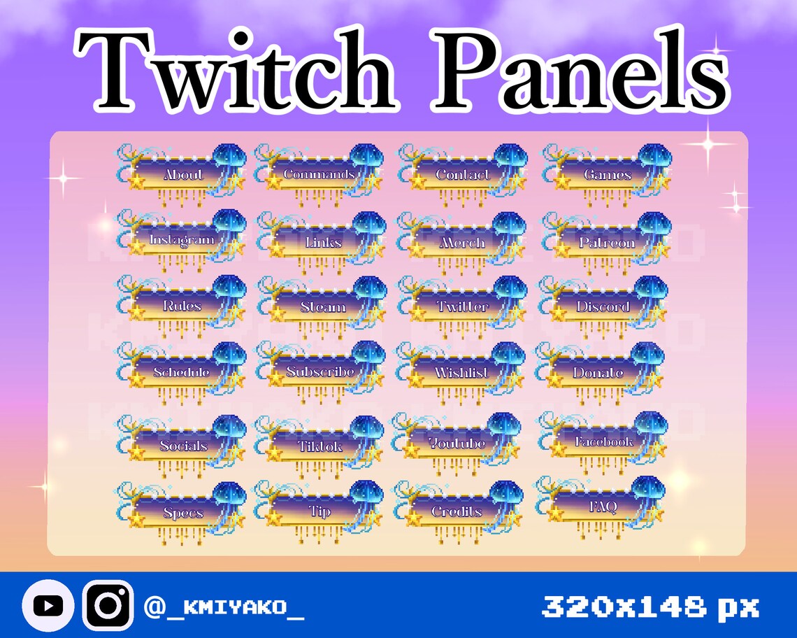 Pixel Star Blue Jelly 24 Twitch Panels Aesthetic Stream Panels Pixel ...