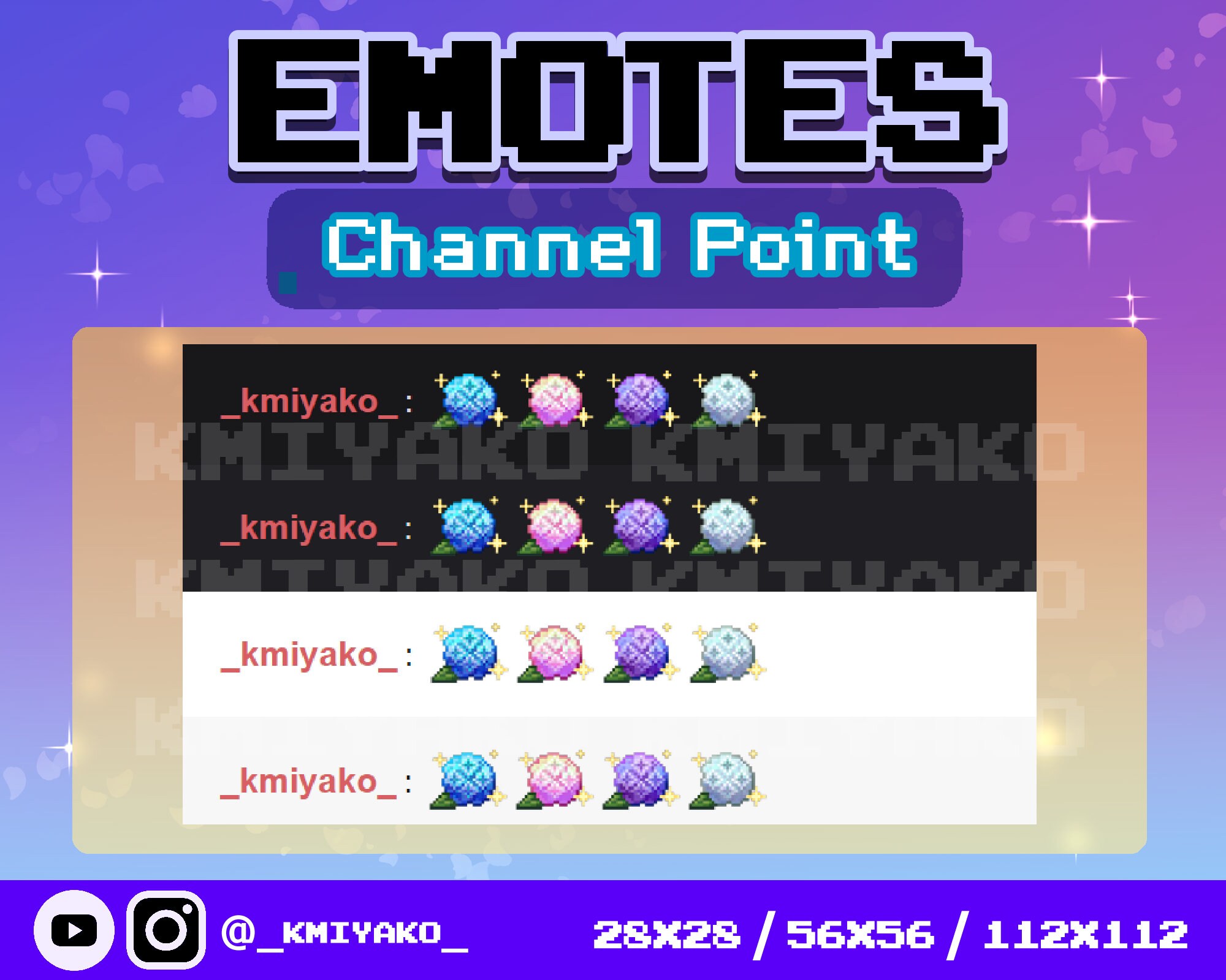 Pixel Hydrangea Flower Emotes/channel Point Icons for Twitch, Youtube ...