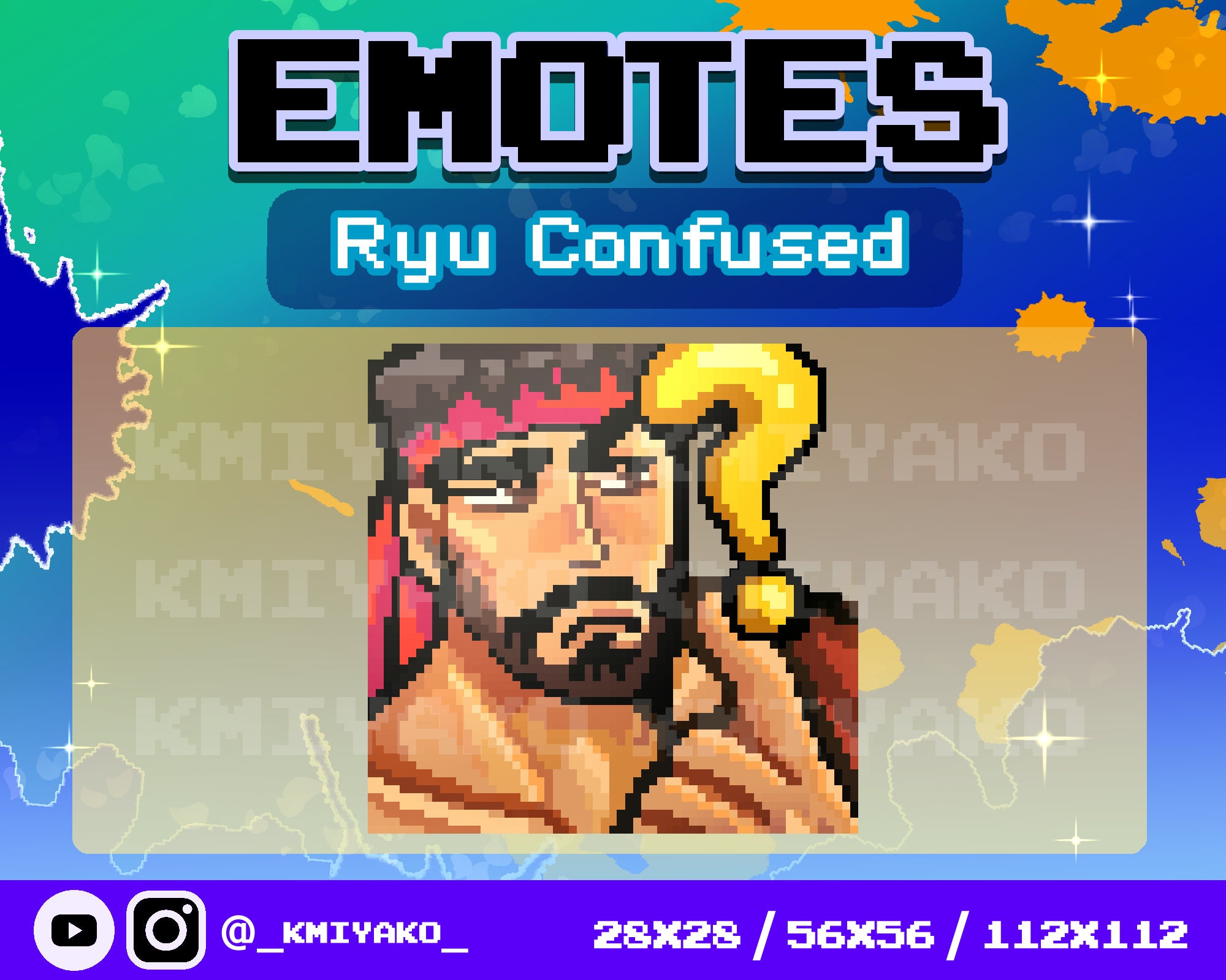 Street Fighter 6 Ryu Confused Pixel Emote for Twitch/youtube/discord ...