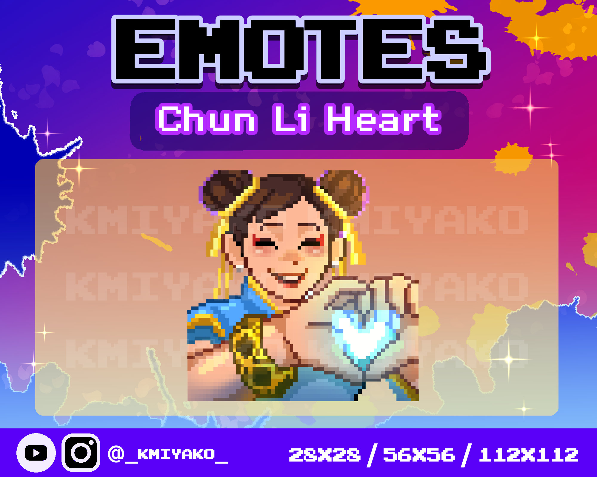 Street Fighter 6 Chun Li Heart Pixel Emote for Twitch/youtube/discord ...