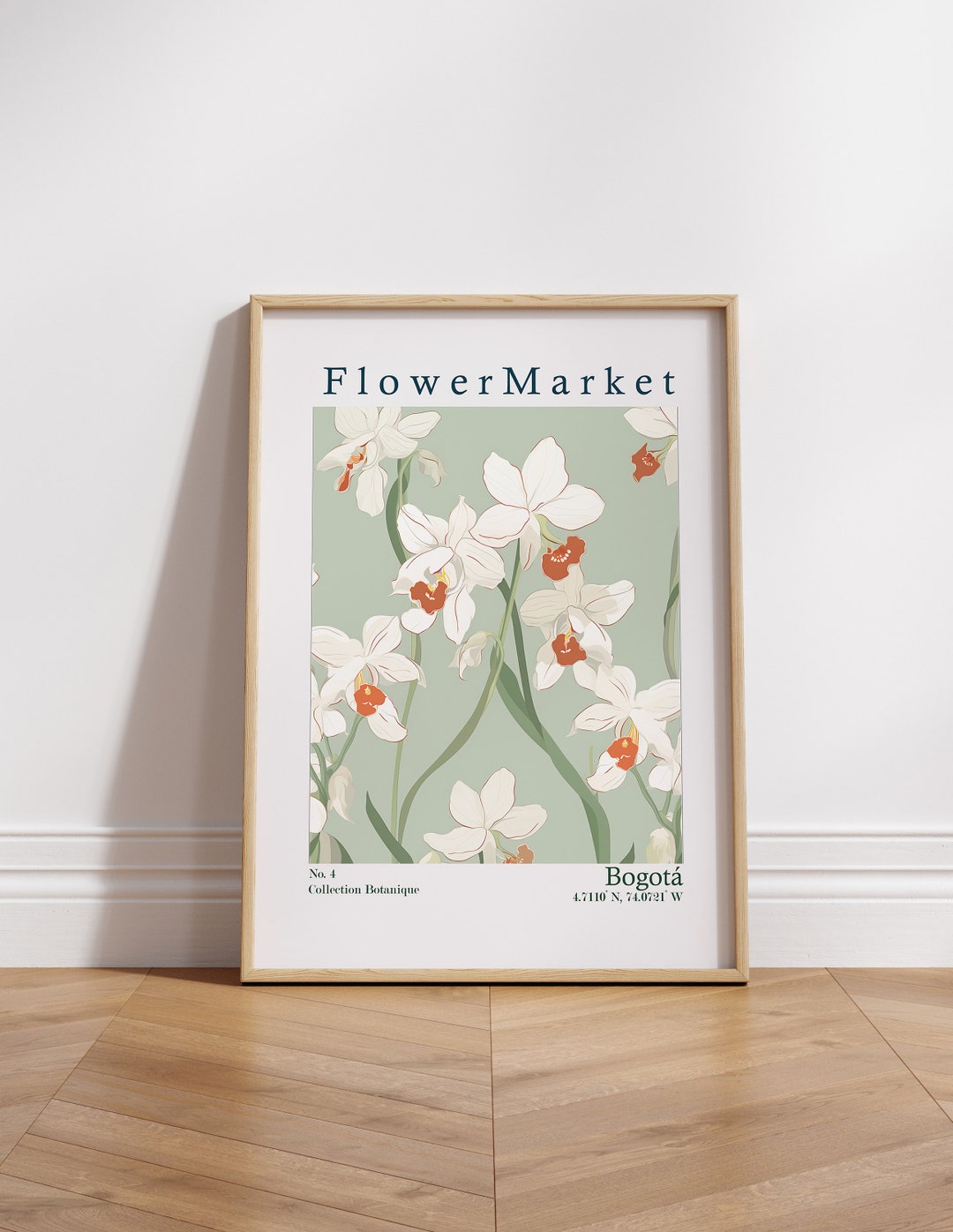 Bogota Flower Market Print, Colombia Travel Art, Botanical Wall Decor ...