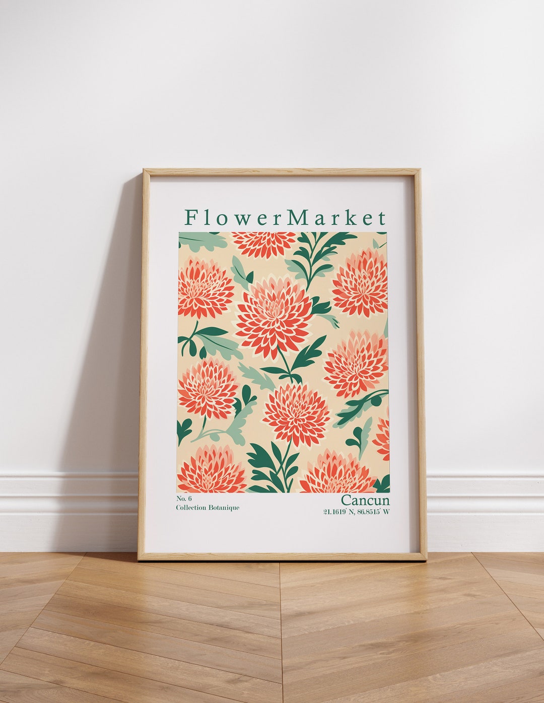 Cancun Flower Market Print, Mexico Travel Art, Botanical Wall Decor ...