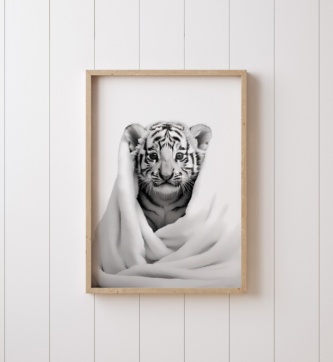 Baby Tiger Bathroom Art, Sweet Animal Art, Kids Bathroom Art, Animals ...