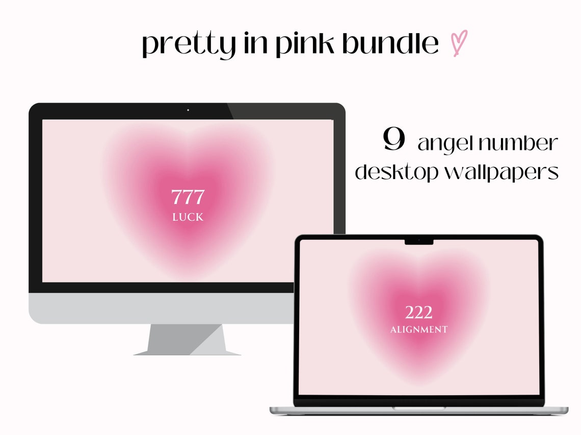 Angel Numbers Desktop Wallpapers Heart Aura Aesthetic 9 Designs - Etsy