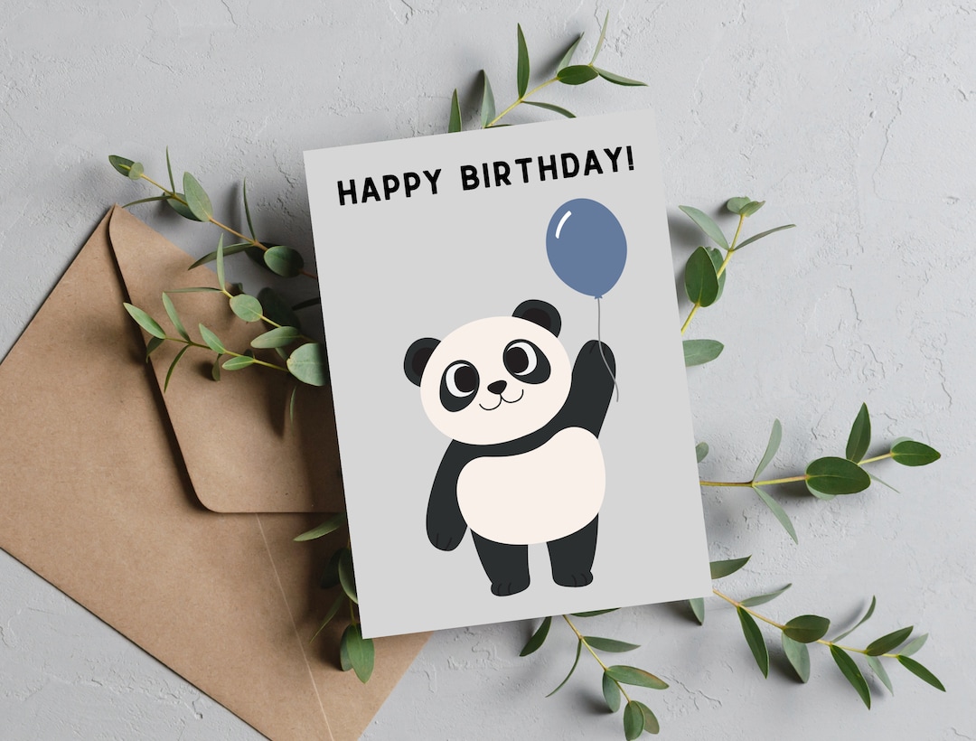 Happy Panda Birthday Card | Printable | Cute - Etsy